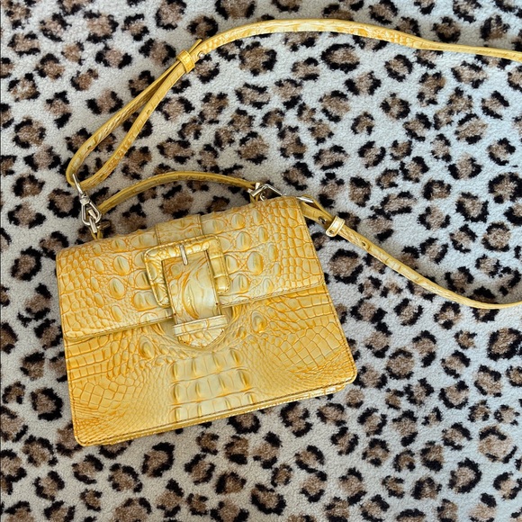 Brahmin | Bags | Brahmin Yellow Crocodileembossed Crossbody Bag | Poshmark